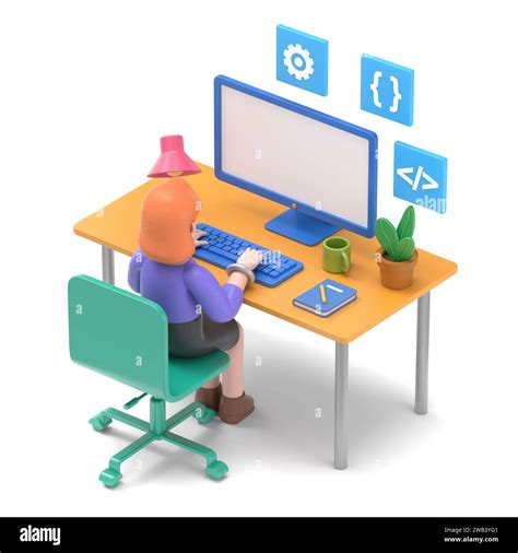 Programmer At Work Concept Banner Can Use For Web Banner Infographics Hero Images 3d