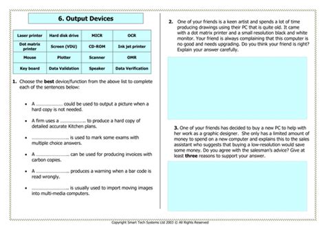 ict output peripherals and devices teaching resources