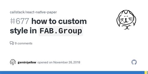 How To Custom Style In `fab Group` · Issue 677 · Callstack React Native Paper · Github