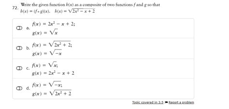 solved 72 write the given function h x as a composite of