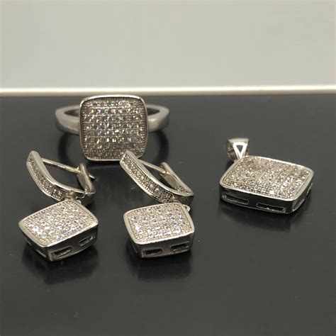 Jewelry Set Sterling Silver 925 Ring Earrings Pendant Ebay