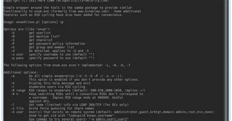 enum4linux tool for enumerating information from windows and samba