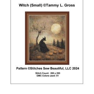 Witch Small Counted Cross Stitch Pattern By Tammy L Gross Digital