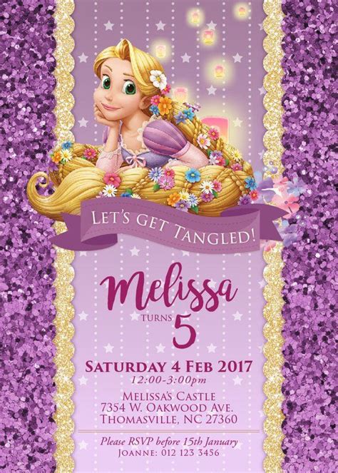 Digital Rapunzel Invitation Rapunzel Birthday Invitation Invitaciones