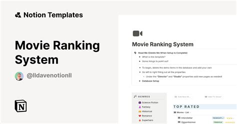 Movie Ranking System Template by Dave's Toolkit | Notion Marketplace