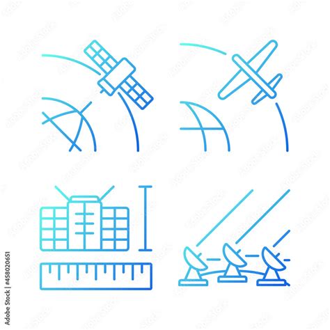 Satellite Technologies Gradient Linear Vector Icons Set Ground