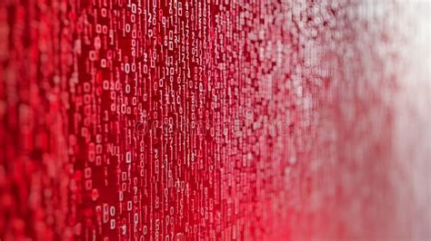 Binary Code Background White And Red Color Matrix With Lines Creating A Technological