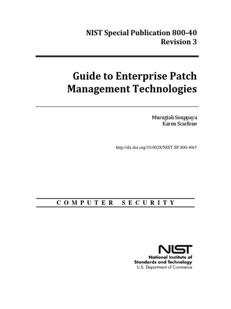 Guide To Enterprise Patch Management Technologies Nist Special Publication 800 40 Revision 3