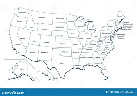Maps Outline United States Of America Stock Vector Illustration Of