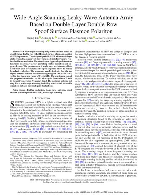 Pdf Wide Angle Scanning Leaky Wave Antenna Array Based On Double