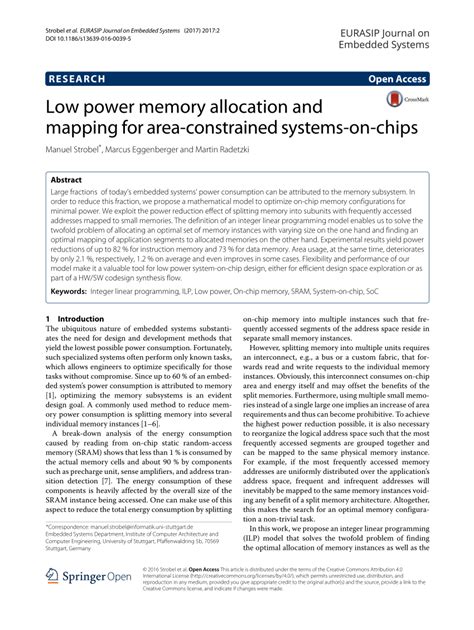 pdf low power memory allocation and mapping for area constrained