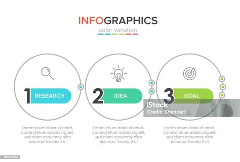 3 단계 연속 화살표 비즈니스 모델의 개념 3 개의 다채로운 요소 브로셔 프리젠 테이션을위한 타임 라인 디자인 인포그래픽 디자인 레이아웃 3에 대한 스톡 벡터 아트 및 기타
