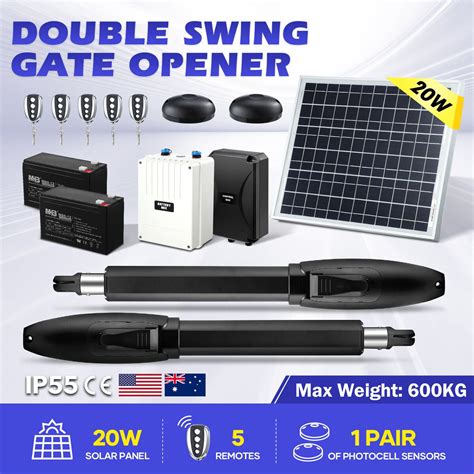 Solar Automatic Gate Opener Double Swing Door Operator Remote Control