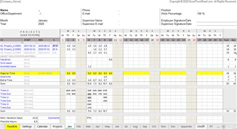 Great Project Hours Tracker Excel Daily Timeline Template