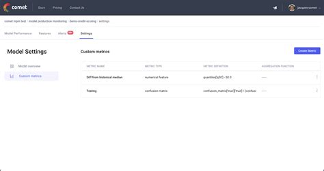 Custom Metrics Comet Docs