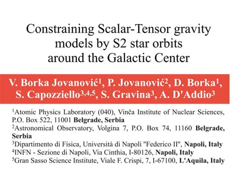 Vesna Borka Jovanović Constraining Scalar Tensor Gravity Models By S2