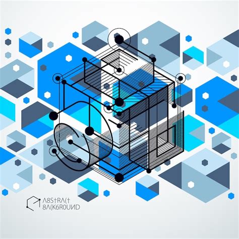 Premium Vector Abstract Creative Geometric Art With A Variety Of Geometric Elements Blue