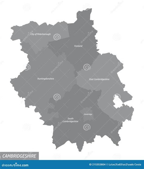 Cambridgeshire County Administrative Map Stock Vector Illustration Of