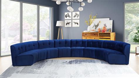 Limitless 8 Piece Velvet Modular Sectional In Navy By Meridian