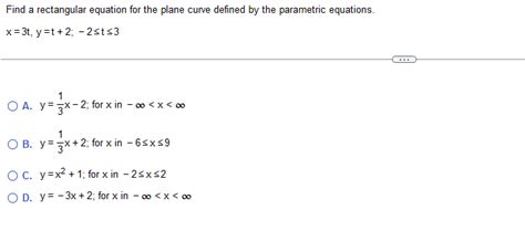 Solved Find A Rectangular Equation For The Plane Curve Chegg