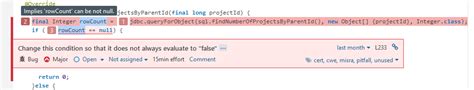Java Sonar Spring JDBC QueryForObject Cannot Return Null Stack Overflow