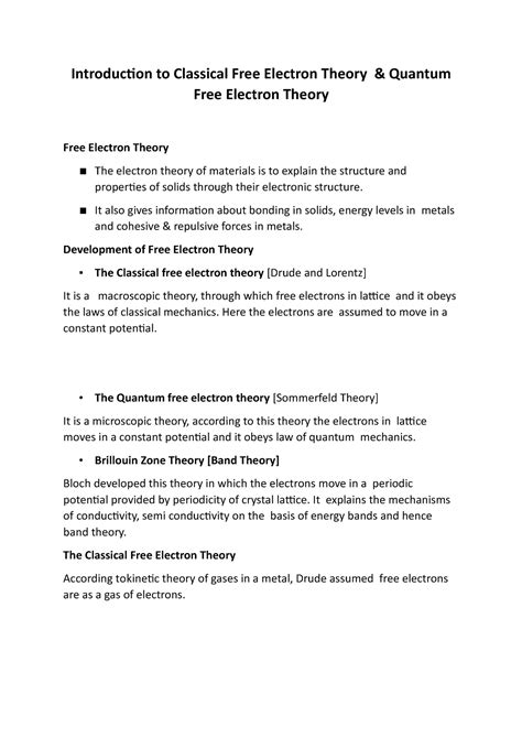 semiconductor 1 introduction to classical free electron theory