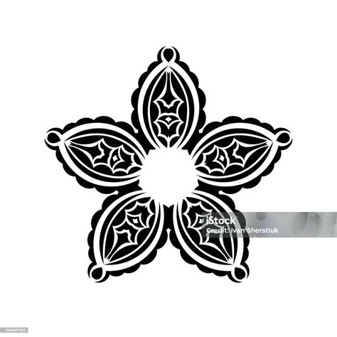 심플한 만다라 디자인 검은 색의 간단한 꽃 장식 로고 인쇄 물 및 엽서에 적합합니다 격리 0명에 대한 스톡 벡터 아트 및 기타 이미지 Istock