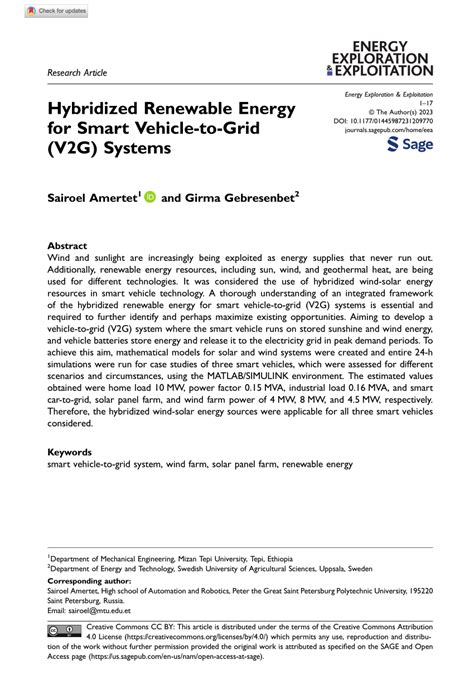 Pdf Hybridized Renewable Energy For Smart Vehicle To Grid V2g Systems