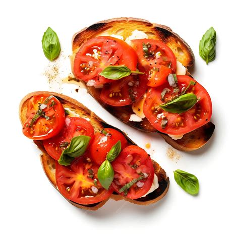 Premium Photo Close Up Of A Bruscetta On White Background With