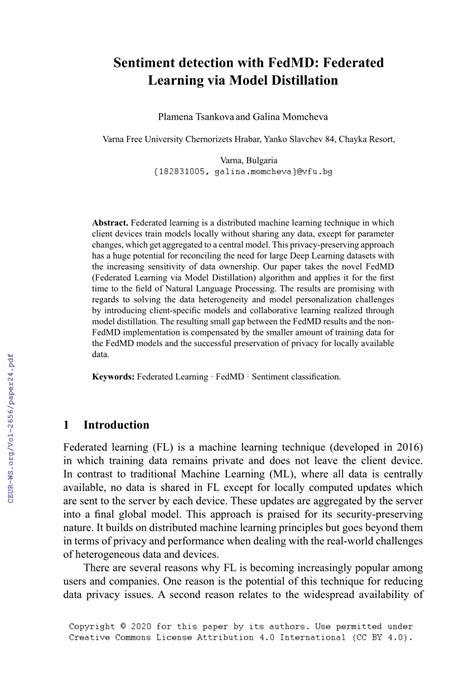 Pdf Sentiment Detection With Fedmd Federated Learning Via Model Distillation