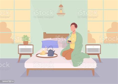 집에서 혼자 쉬고 있는 남자 평면 컬러 벡터 일러스트 레이 션 2차 도형에 대한 스톡 벡터 아트 및 기타 이미지 2차 도형 가공의 인물 가정 생활 Istock