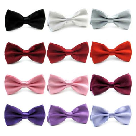 ผู้ชายคลาสสิก Bowtie ชาย Grils เด็ก Bow Tie แฟชั่นสีทึบสีเขียวสีแดงสีดำ