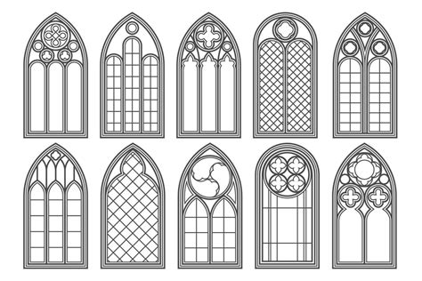 Gothic Church Windows Vector Architecture Arches With Glass Old