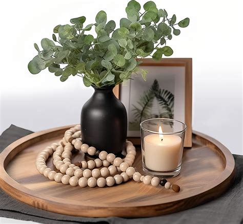 13 8 Inch Wooden Serving Tray Round Wooden Decorative