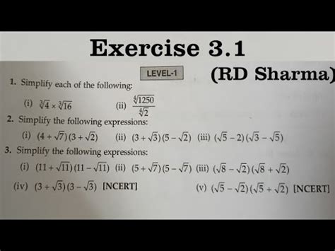 RD Sharma Solutions For Class 9 Maths Chapter 3 Rationalisation Ex 3 1