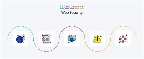 Web Security Line Filled Flat 5 Icon Pack Including Help Notice Document Loss Error Security