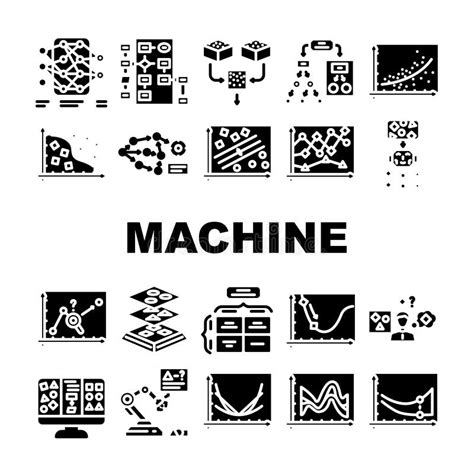 Machine Learning Algorithm Model Icons Set Vector Stock Illustration