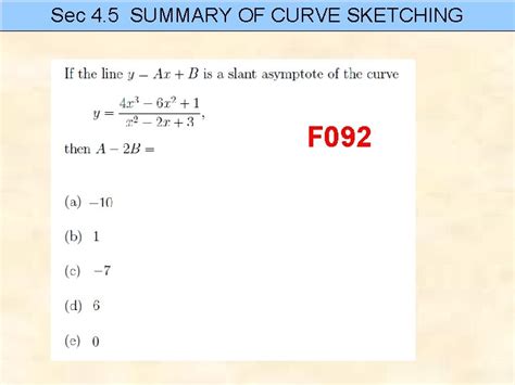 sec 4 5 summary of curve sketching asymptotes