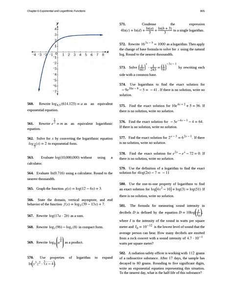 Exponential And Logarithmic Functions Pdfdrive 2 81 Rewrite Log8 614 A As An