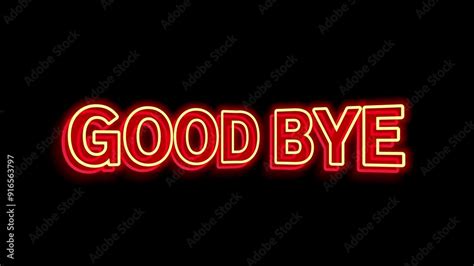 Goodbye Text Looped Animation On Red Neon Black Background Image Vedio
