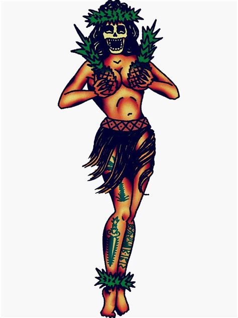 Hula Girls Pinup Tattoos Sticker For Sale By Jamesshannon Artofit