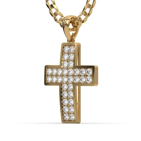 Mens Vvs Lab Diamond Customizable Yellow Gold Cross Necklace Pendant