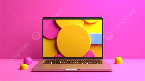 평평한 표면에 3d 렌더링된 제품 프레젠테이션 화려한 배경 노트북 화면 모형 데스크탑 컴퓨터 Pc 모니터 데스크탑 배경