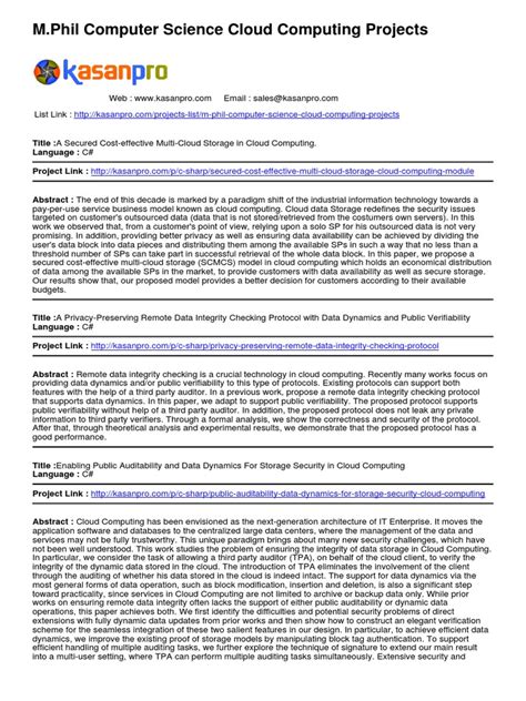 m phil computer science cloud computing projects pdf cloud