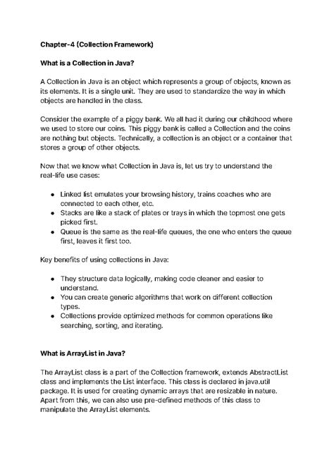 Java 2 Unit This Is The Notes Of The Subject Chapter 4 Collection