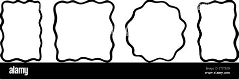 Doodle Wave Curve Edge Frame Hand Drawn Wavy Rectangle Borders Doodle