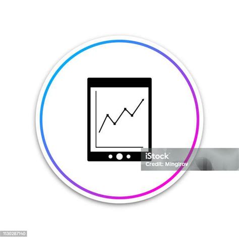 통계 그래프 차트 아이콘 흰색 배경에 고립 된 태블릿 재무 차트 및 그래프 기호입니다 동그라미 흰색 버튼 벡터 일러스트 0명에 대한 스톡 벡터 아트 및 기타 이미지 Istock