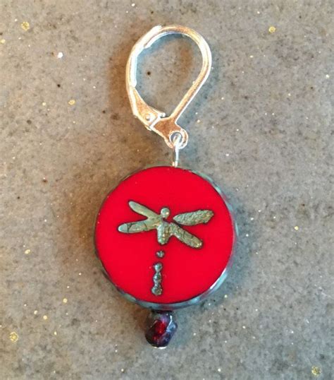 Red Czech Dragonfly Earrings