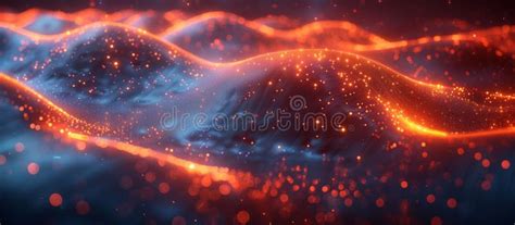Abstract Waveform Design With Glowing Particles And Mesmerizing Aesthetic Appeal Stock Image
