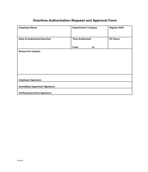 FREE 14 Overtime Authorization Form Samples PDF MS Word Google Docs Excel